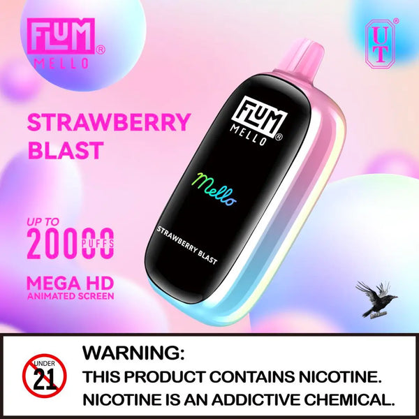 Flum Mello Strawberry Blast | Mega HD Screen | 20000 Puffs - RavenRoute